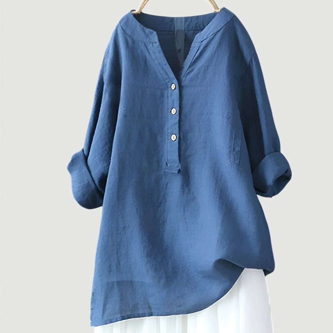 Rhea Popover Linen Blouse – Stead Essentials